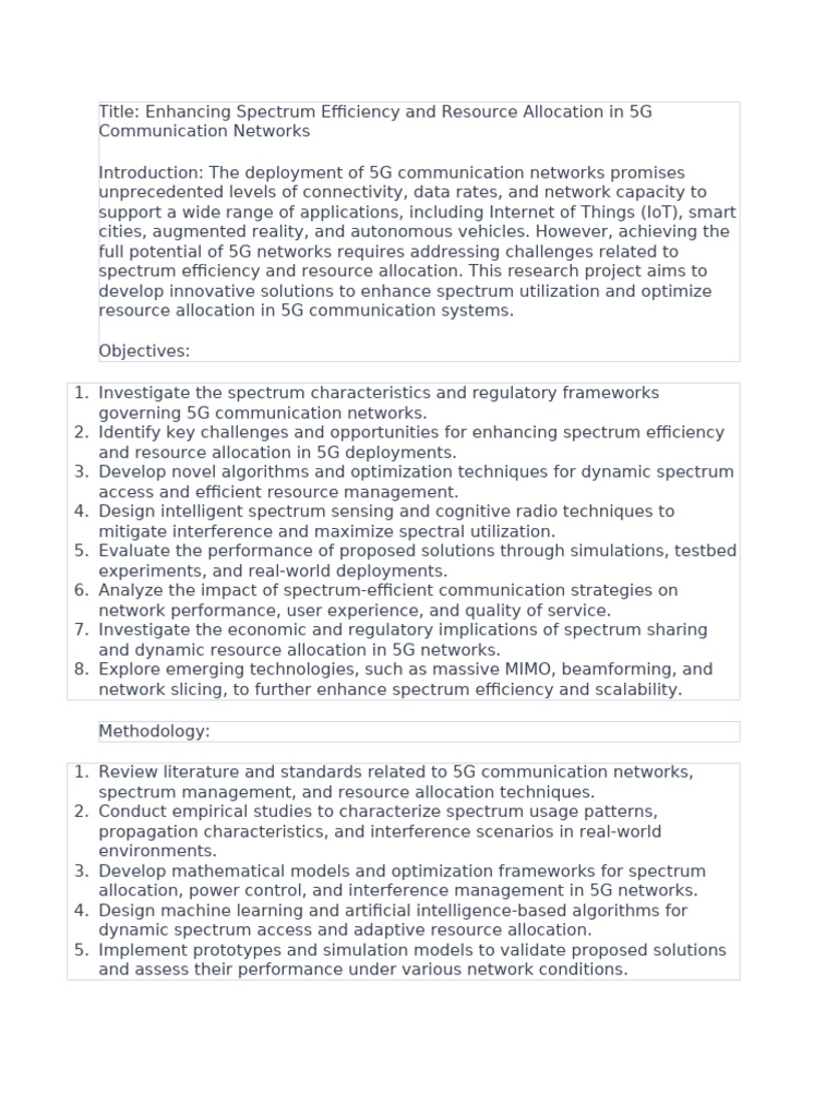 Communication Enhancing Spectrum Efficiency And Resource Allocation In
