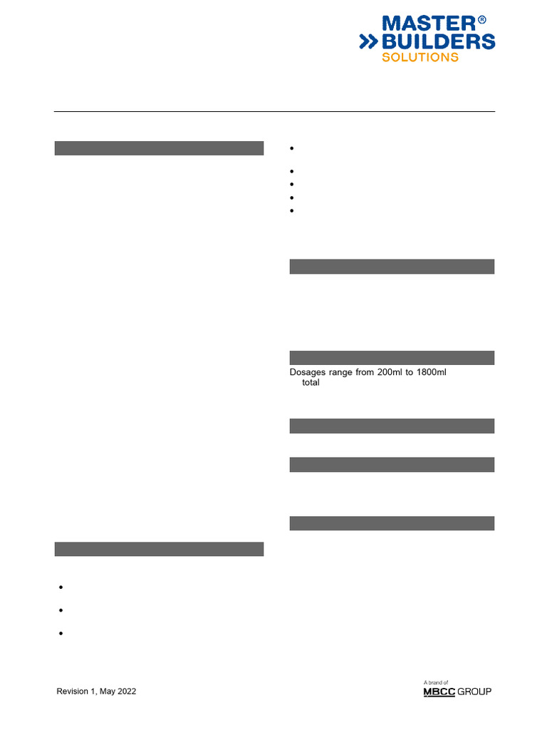 06E. MasterGlenium ACE 8109 - R1, May 2022 | PDF | Concrete | Cement