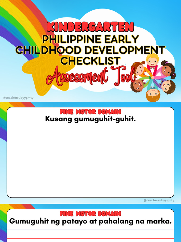 Kindergarten Philippine Early Childhood Development Checklist | PDF