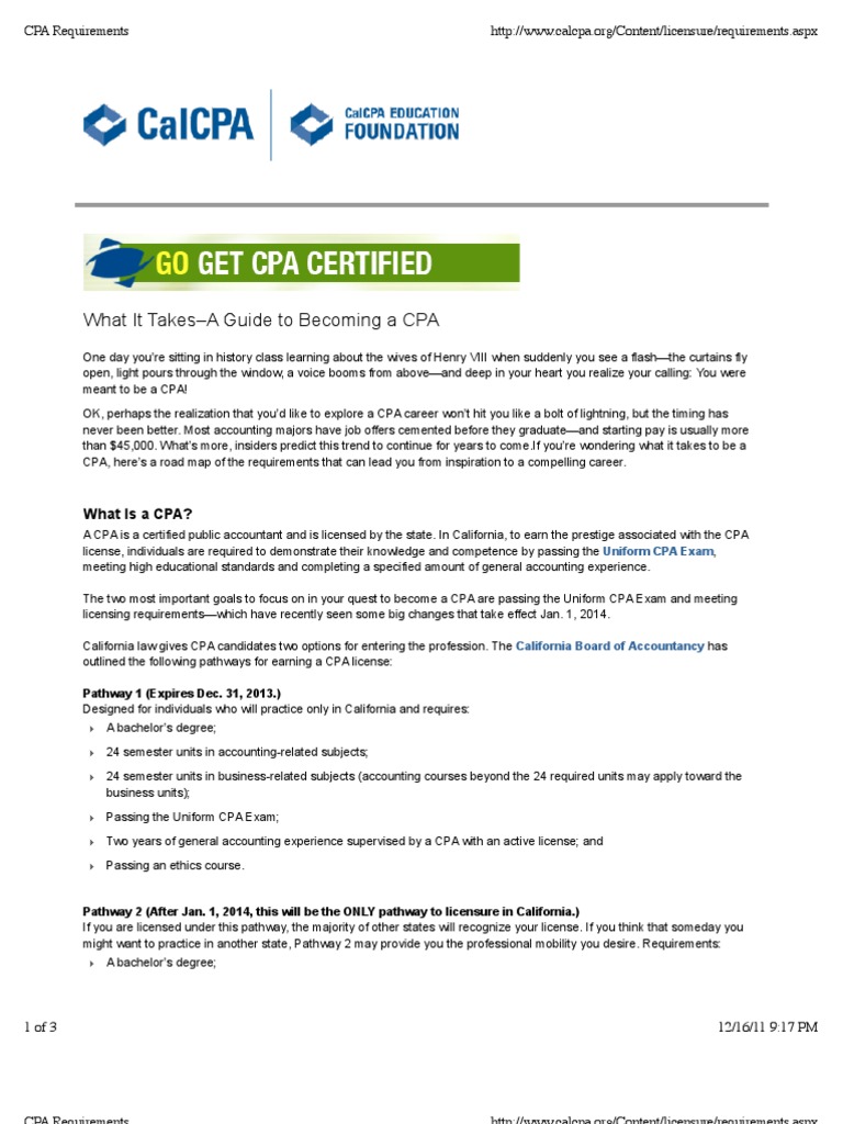 Guide to Becoming a CPA in California | PDF | Certified Public ...