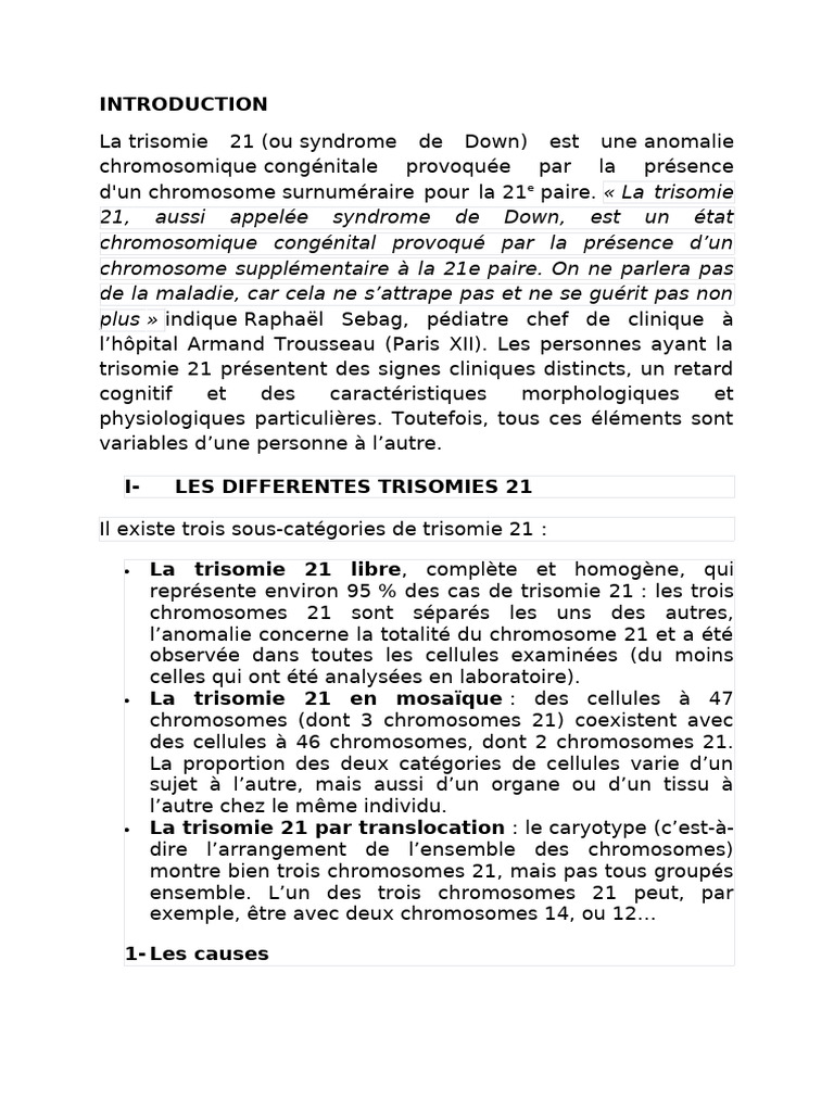 Comprendre la trisomie 21 | PDF | Trisomie 21 | Maladies et troubles