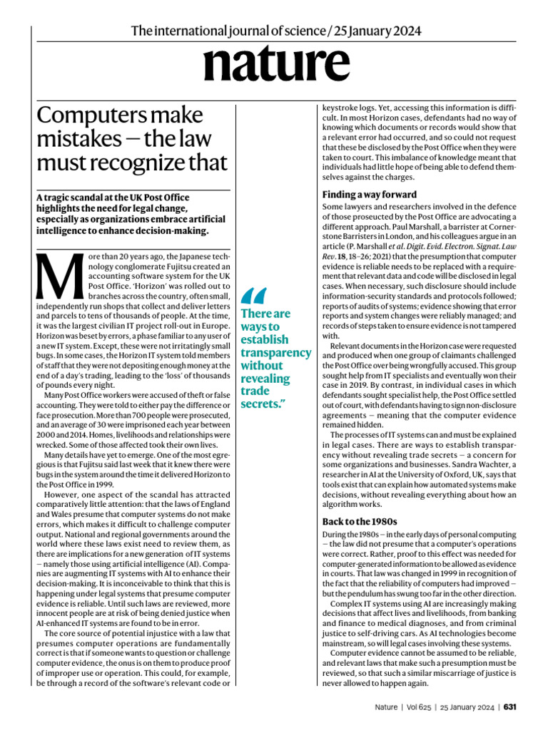 2024 - Computers Make Mistakes and AI Will Make Things Worse - The Law ...