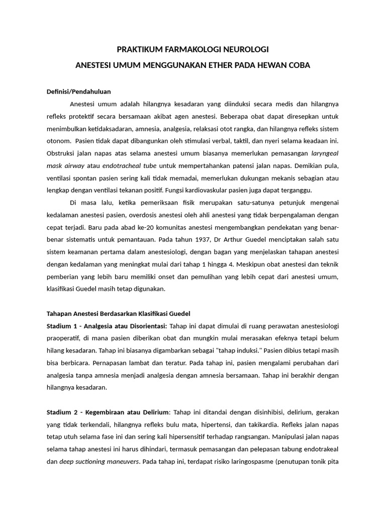 Panduan Praktikum Farmakologi Neurologi | PDF | Kesehatan Holistik