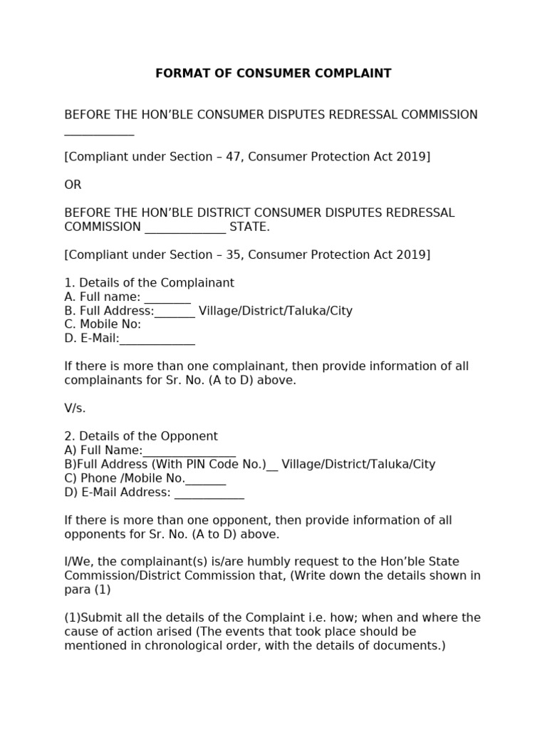 Consumer Court Petition Format LawRato | PDF | Complaint | Justice