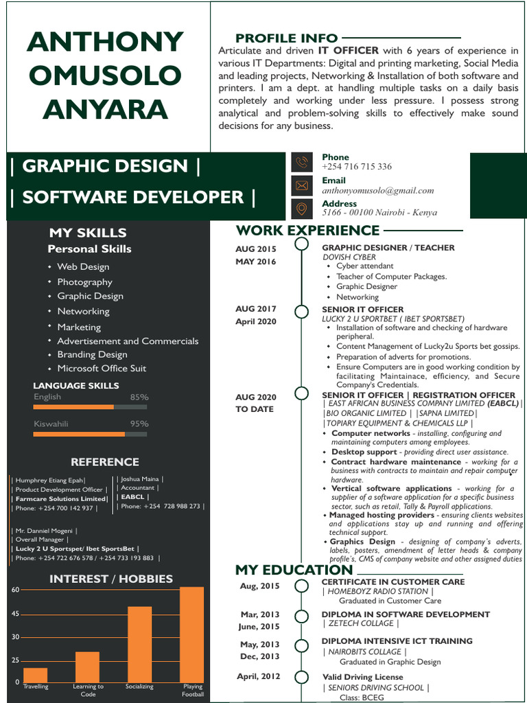 C.V Anthony Omusolo | PDF | Computing | Software