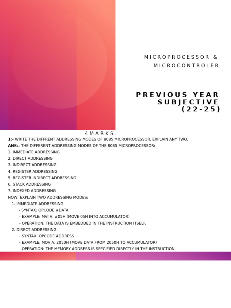 8085 Microprocessor Addressing Modes | PDF