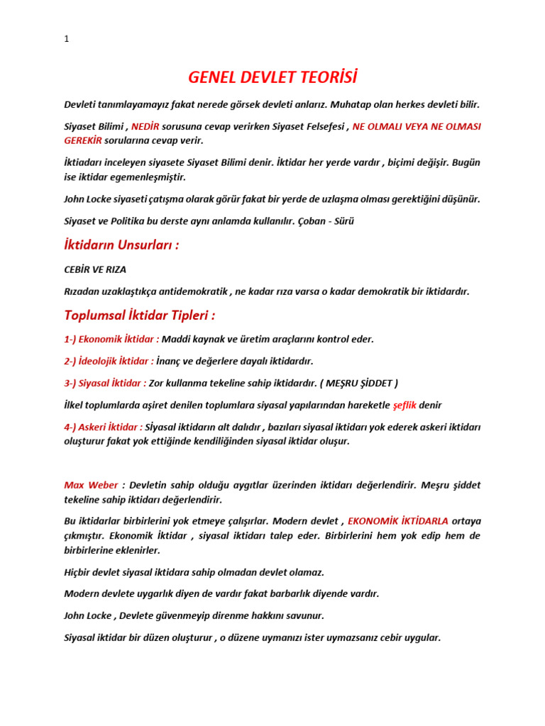 GENEL DEVLET TEORİSİ - Salim Orhan Hoca 2 | PDF