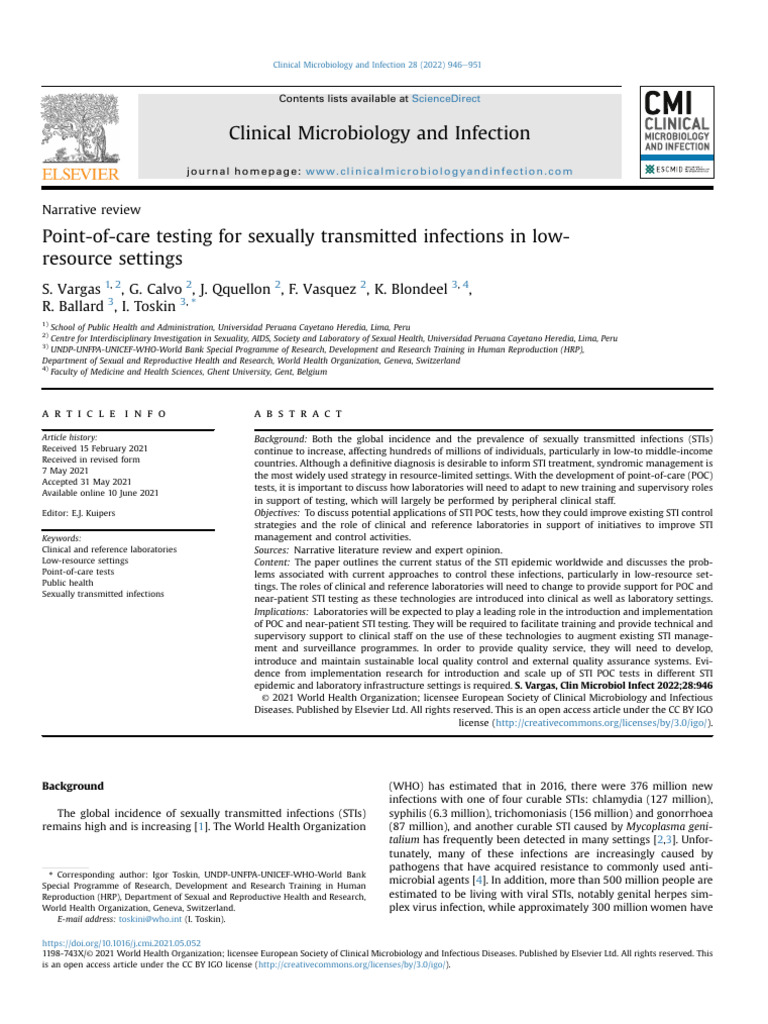 Point-of-Care STI Testing in Low-Resource Settings | PDF | Sexually ...