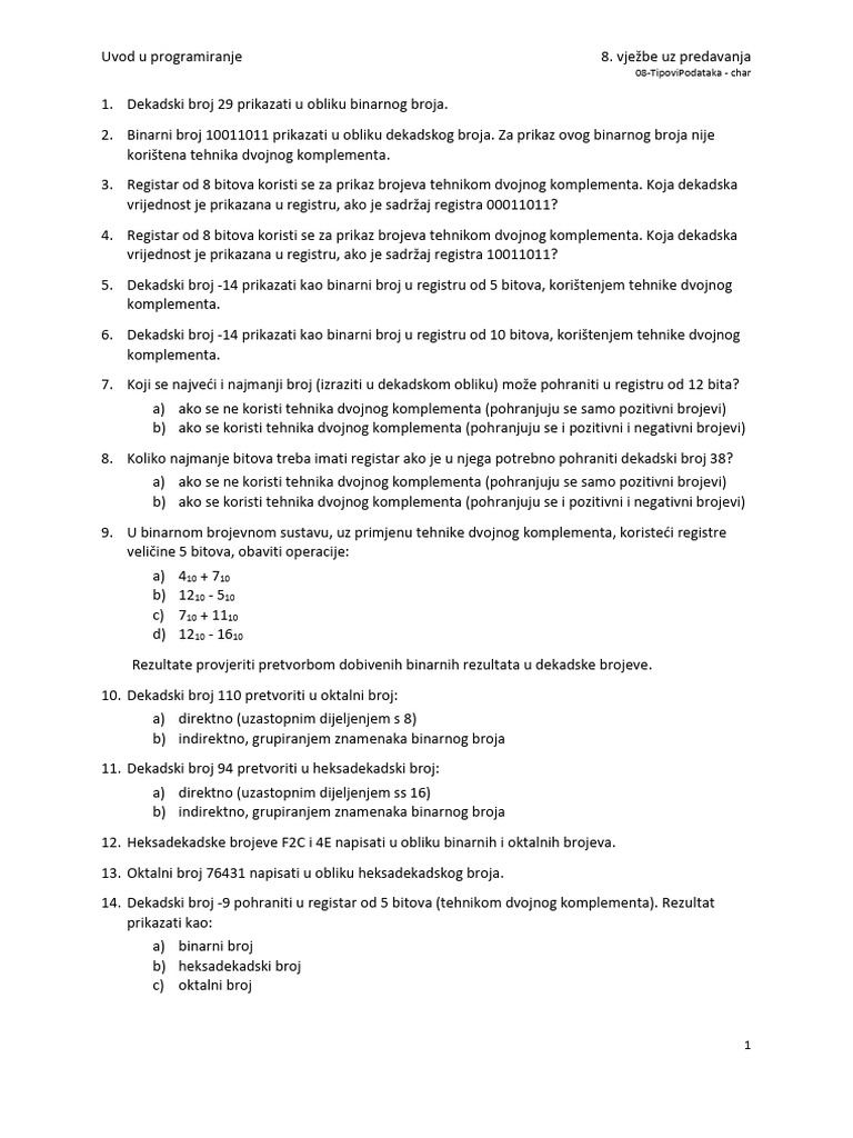 Vjezbe Uz Predavanja 08 | PDF