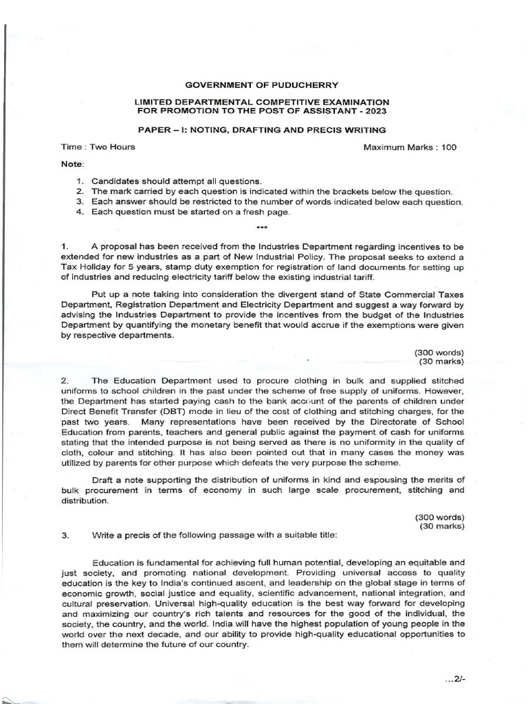 LDCE - Asst - 2023 Model Question Paper | PDF