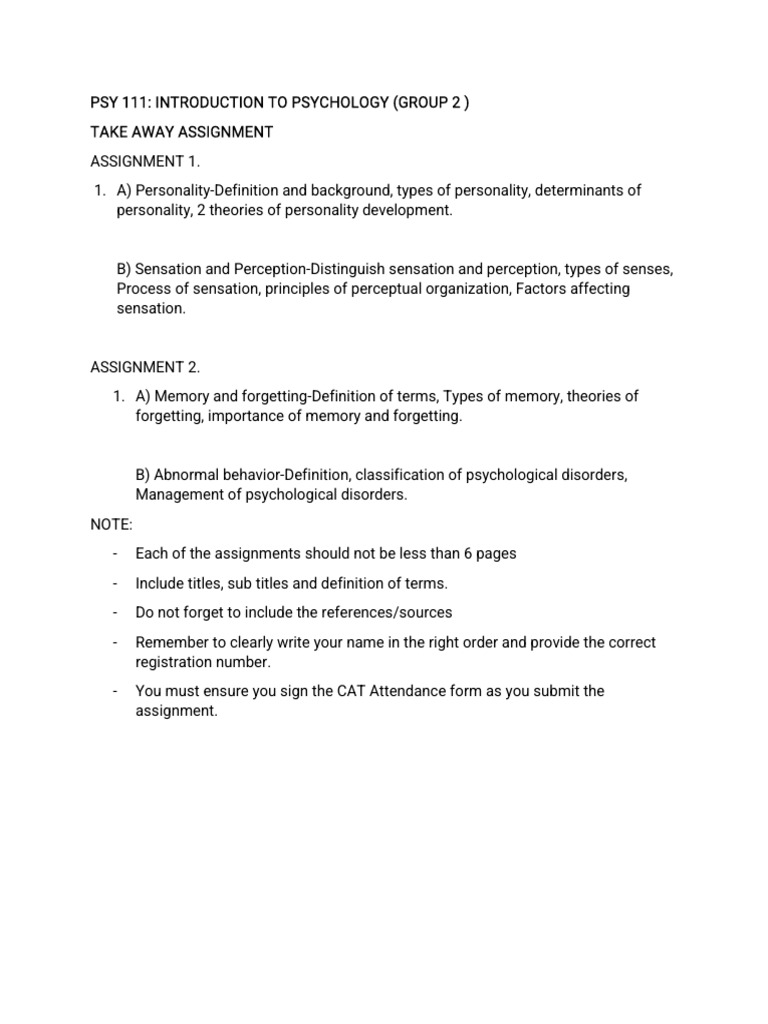 Psy Assignments | PDF