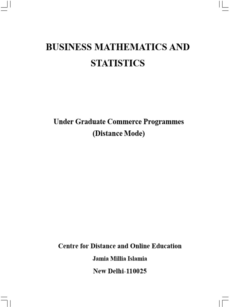 BBA 201 Busines Mathematics and Statistics - Unlocked | PDF | Function ...