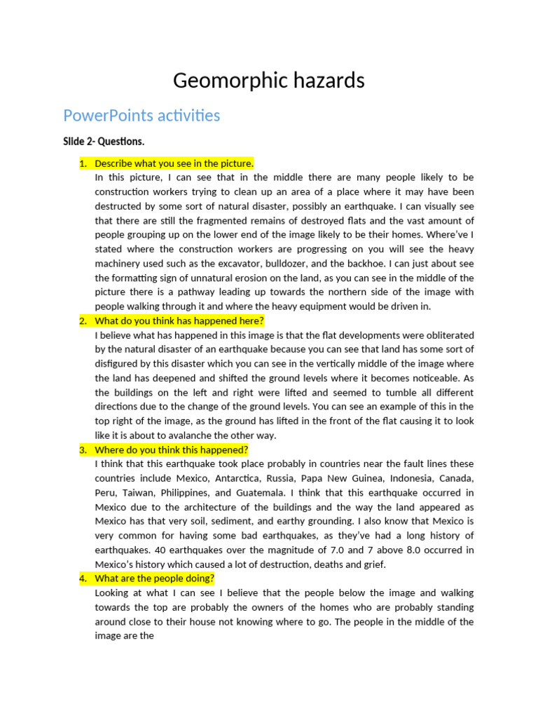 Geomorphic Hazards Overview | PDF | Earthquakes | Landslide