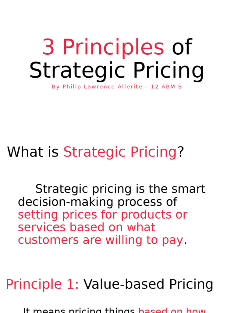 3 Principles of Strategic Pricing | PDF