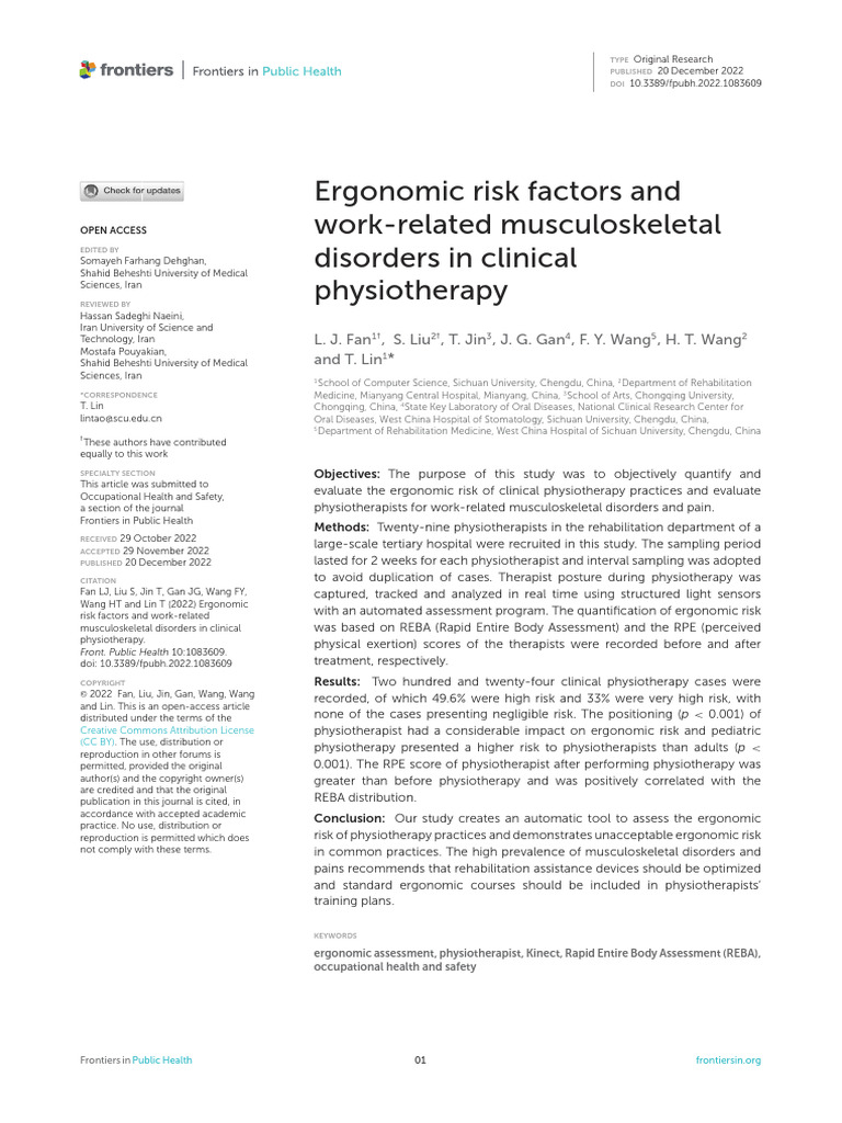 Ergonomic Risk Factors and Work-Related Musculoskeletal Disorders in ...