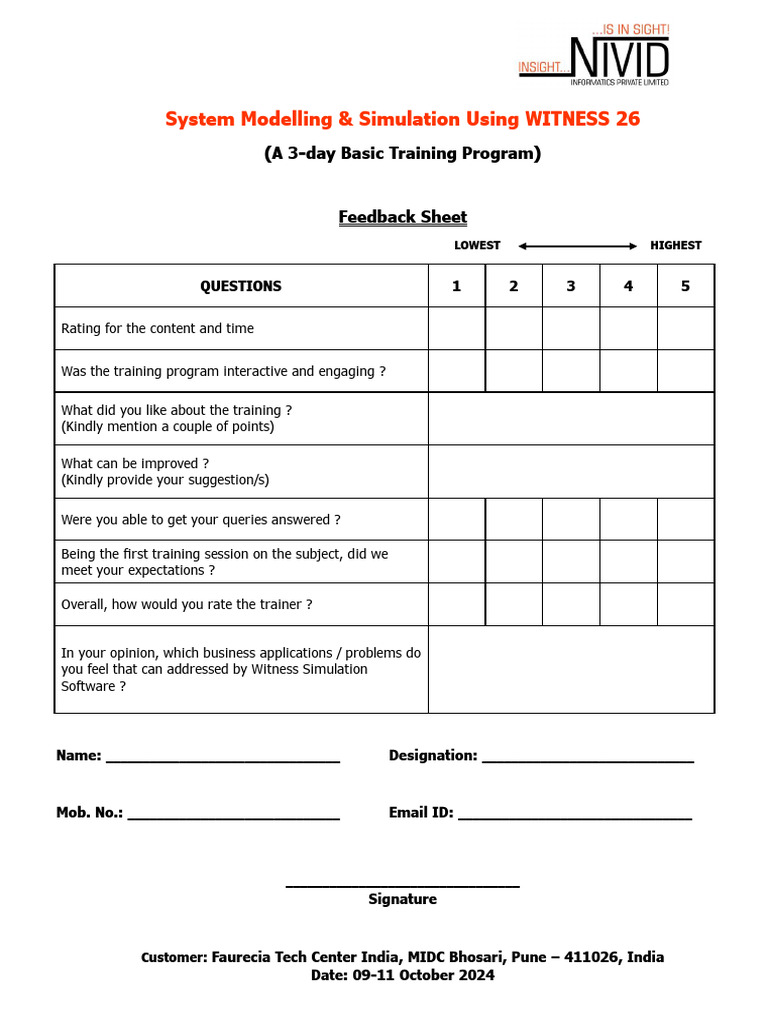 Forvia Training Feedback Form | PDF
