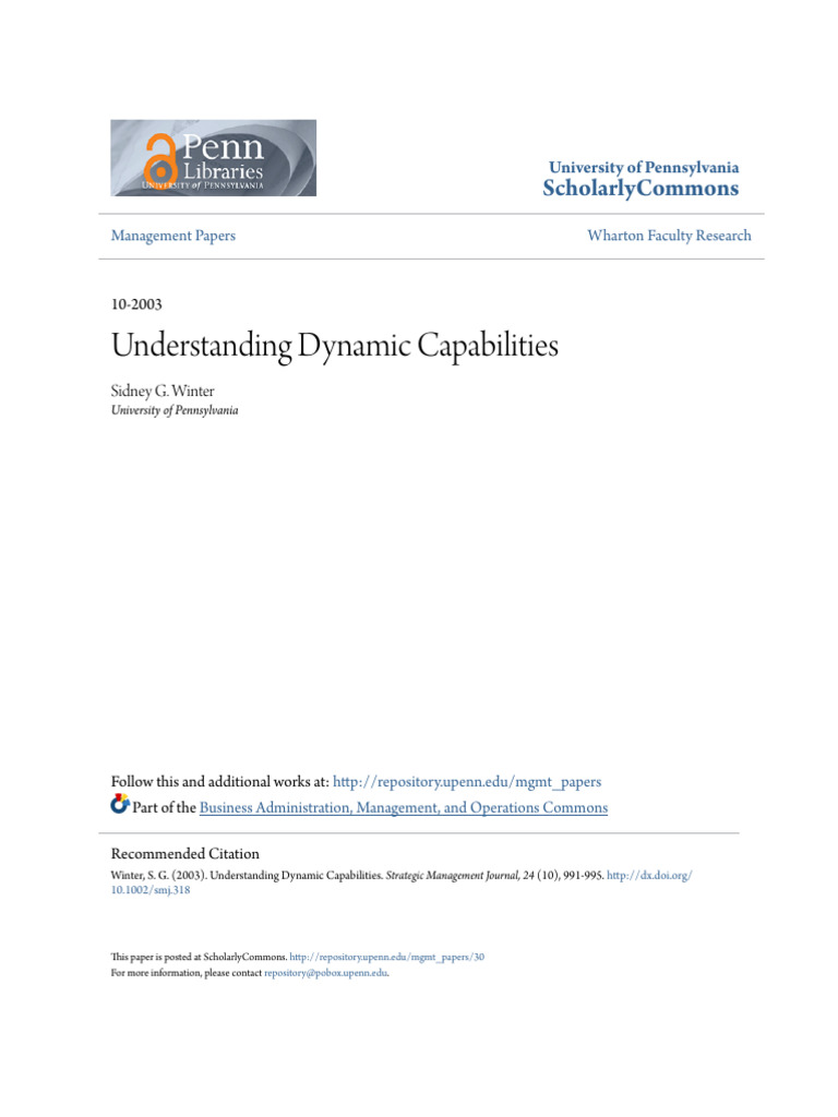 Understanding Dynamic Capabilities | PDF | Derivative | Concept