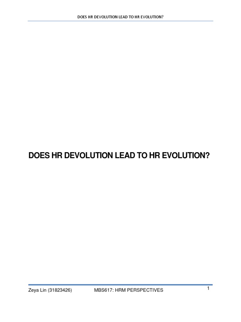 Does HR Devolution Lead To HR Evolution | PDF | Human Resource ...