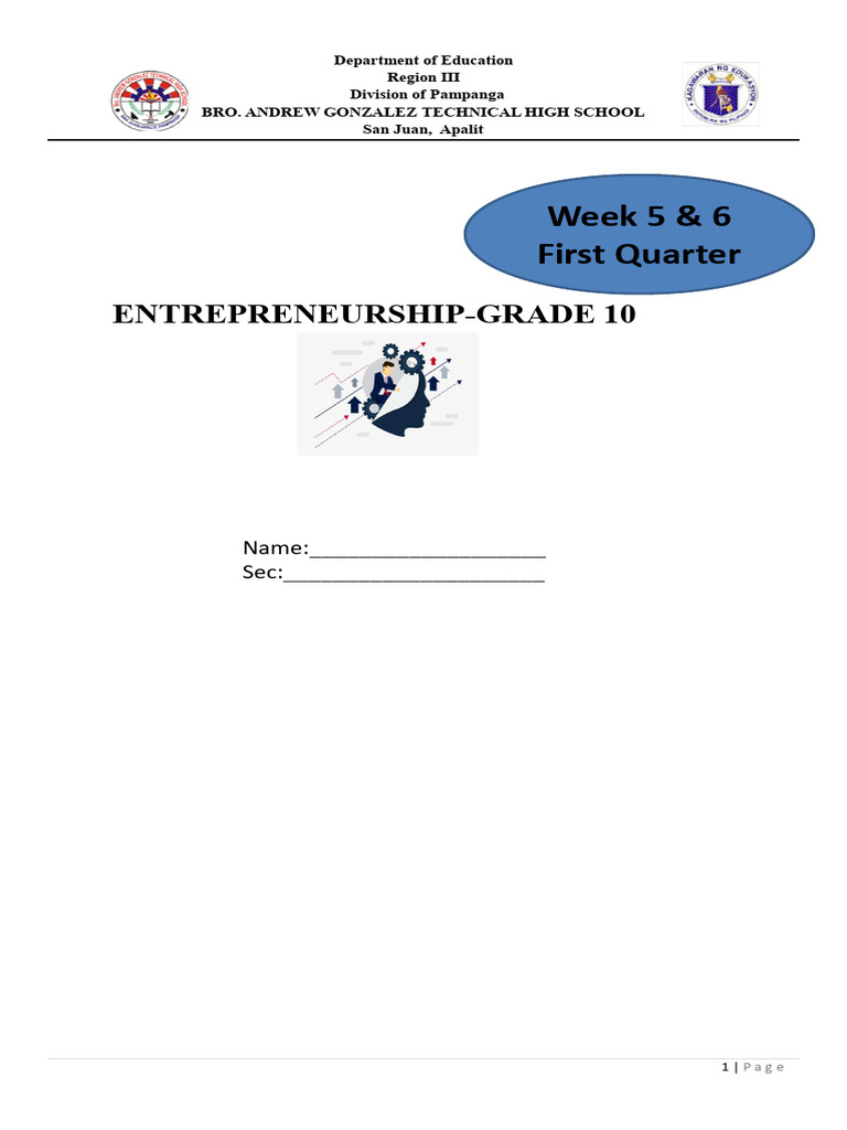 Entrepreneurship grade 10 | PDF | Inventory | Logistics