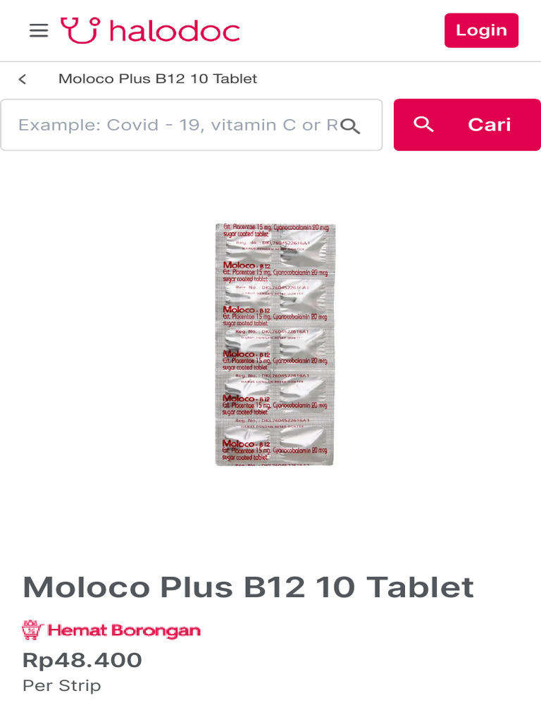 Moloco Plus B12 10 Tablet - Kegunaan, Efek Sampin | PDF