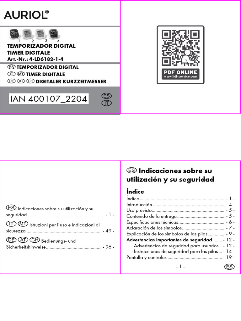 Temporizador Digital IAN 400107 | PDF | Residuos | Mercurio (Elemento)