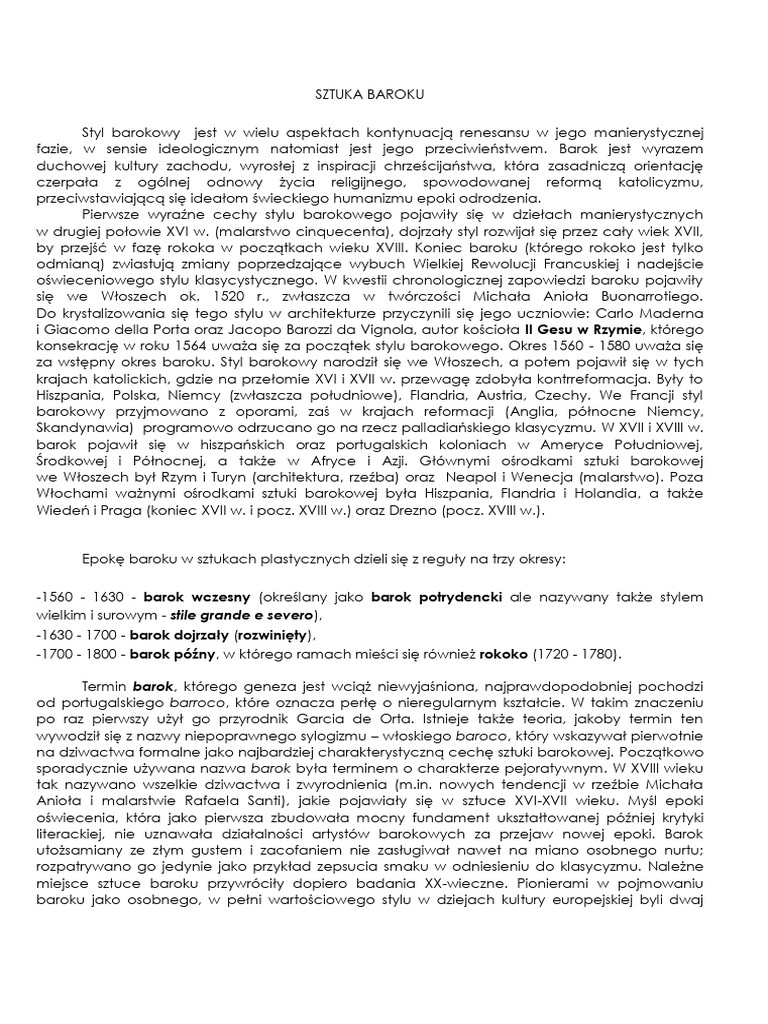Sztuka Baroku | PDF