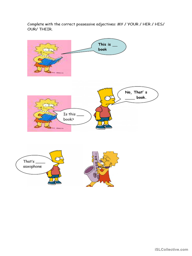 Possesive Adjectives and The Simpsons | PDF | Language Arts & Discipline