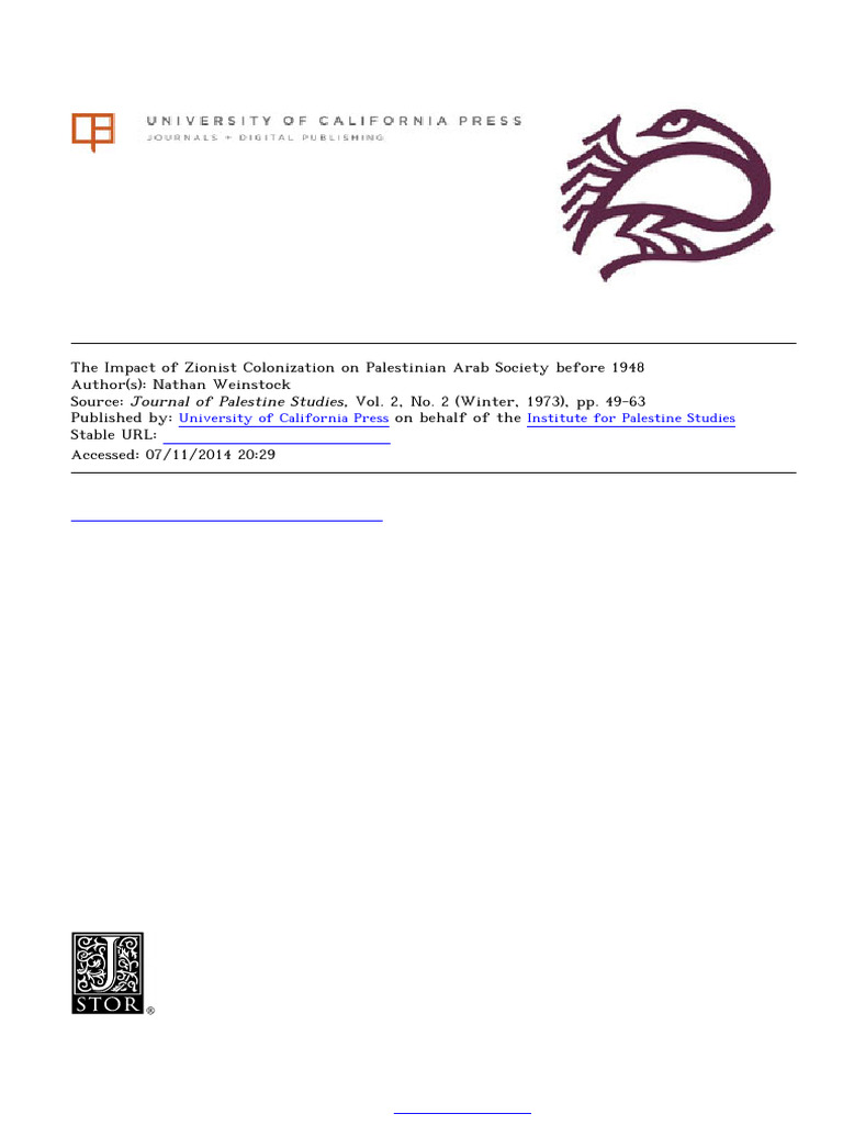 Nathan Weinstock - The Impact of Zionist Colonization On Palestinian ...