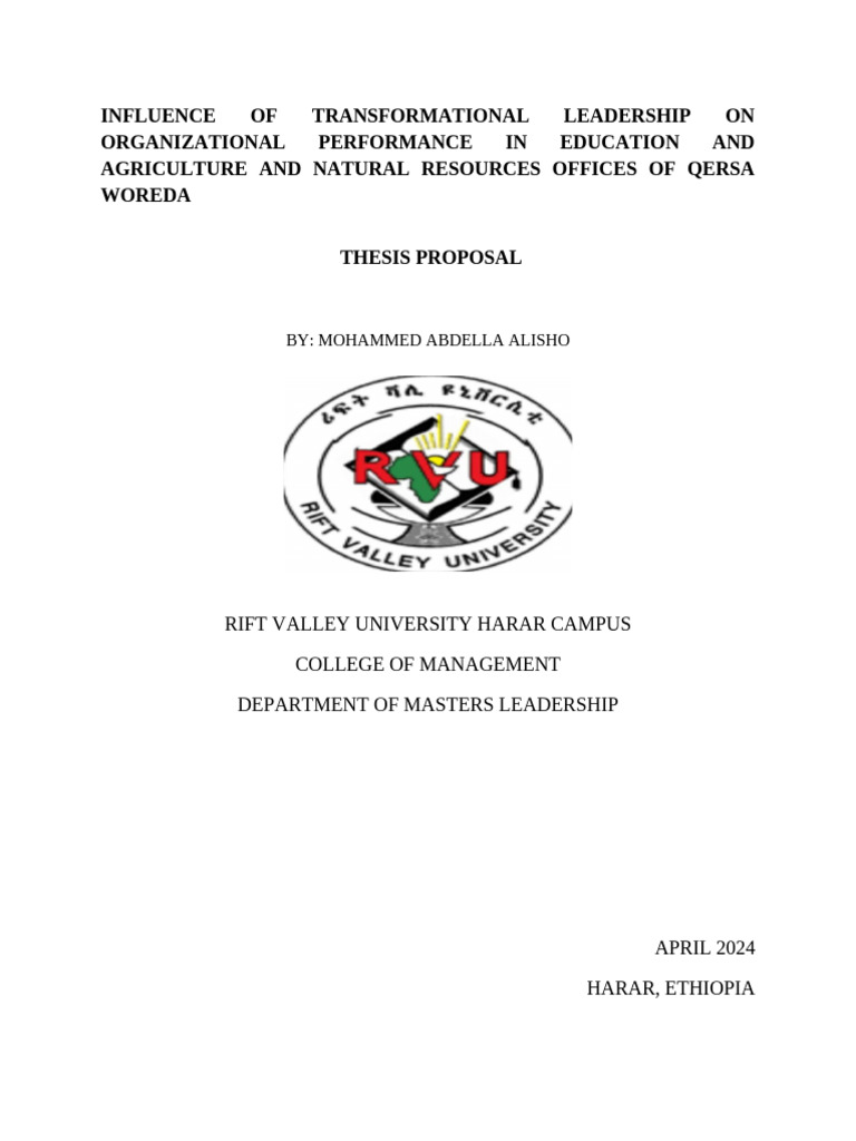 Thesis Proposal by Mohammed Abdella | PDF | Transformational Leadership | Leadership