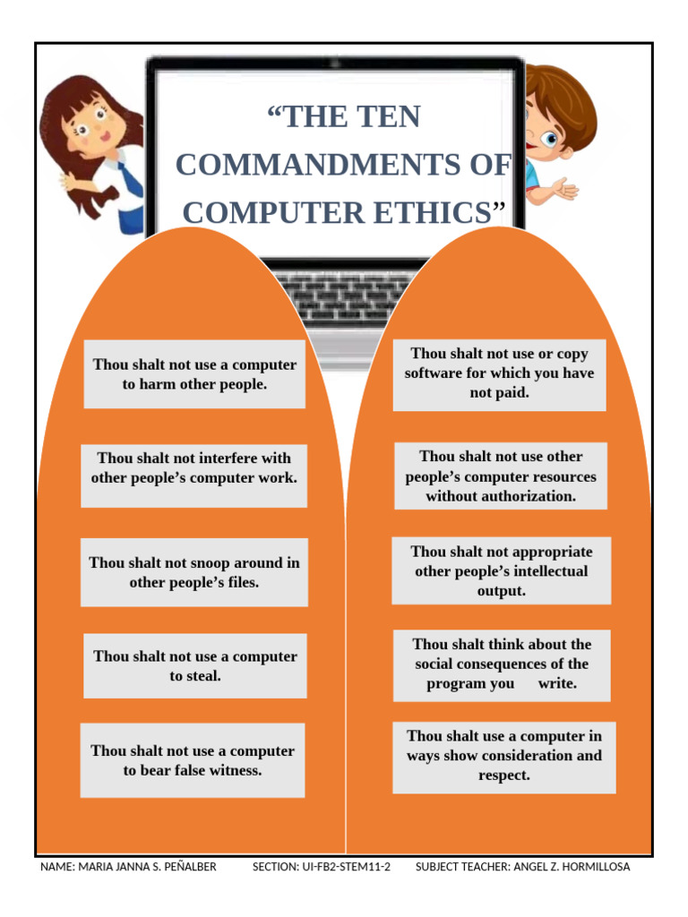 The Ten Commandments of Computer Ethicks | PDF