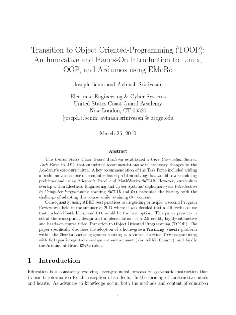 Transition To Object Oriented Programming Oop An Innovative and Hands On Introduction To Linux ...