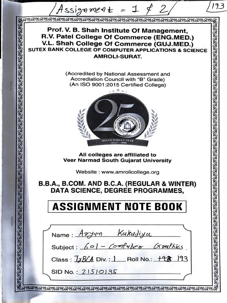 CG Assignment 1 & 2 | PDF