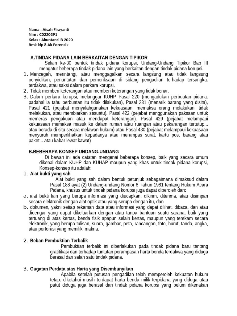 Tugas RMK 8 AkF - Aisah Firayanti - C0220391 | PDF | Politik | Ilmu Sosial