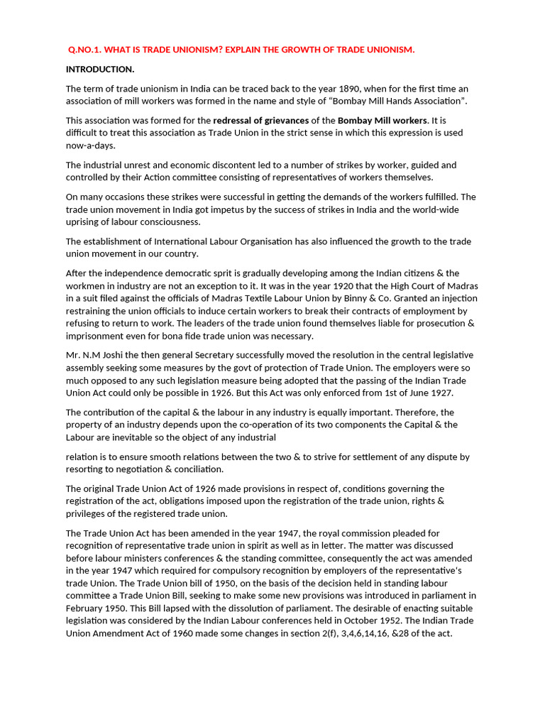 Internal Assesment Labour Law | PDF | Trade Union | Employment