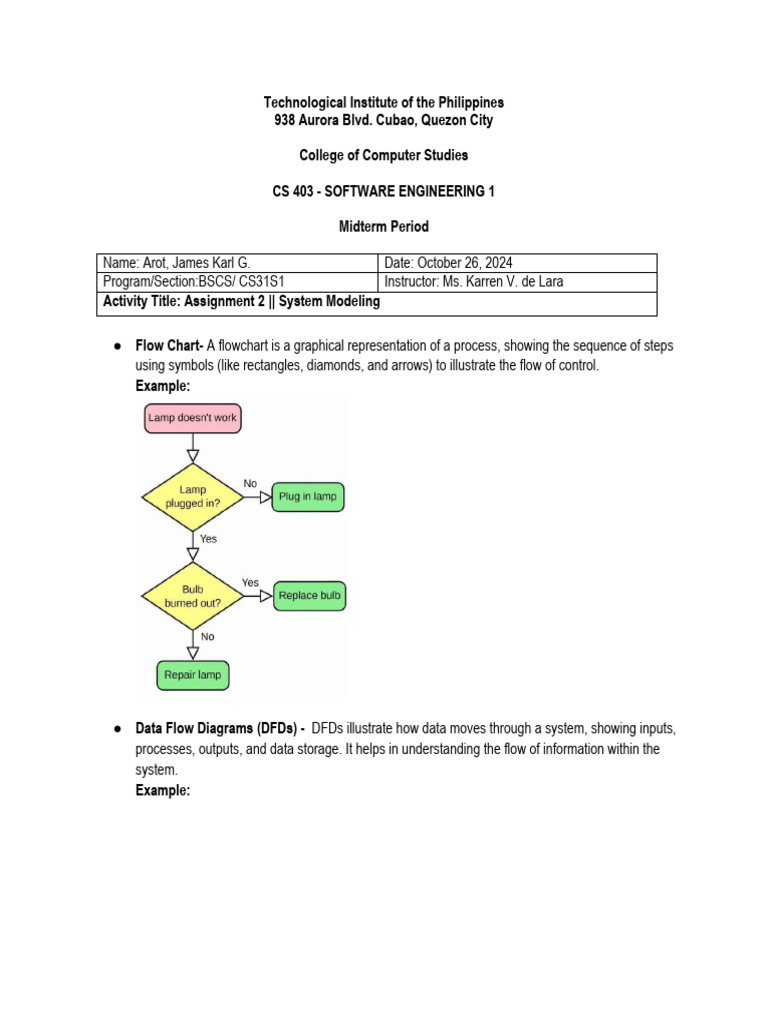 CS 301 - Assignment 2 - System Modeling - AROT | PDF