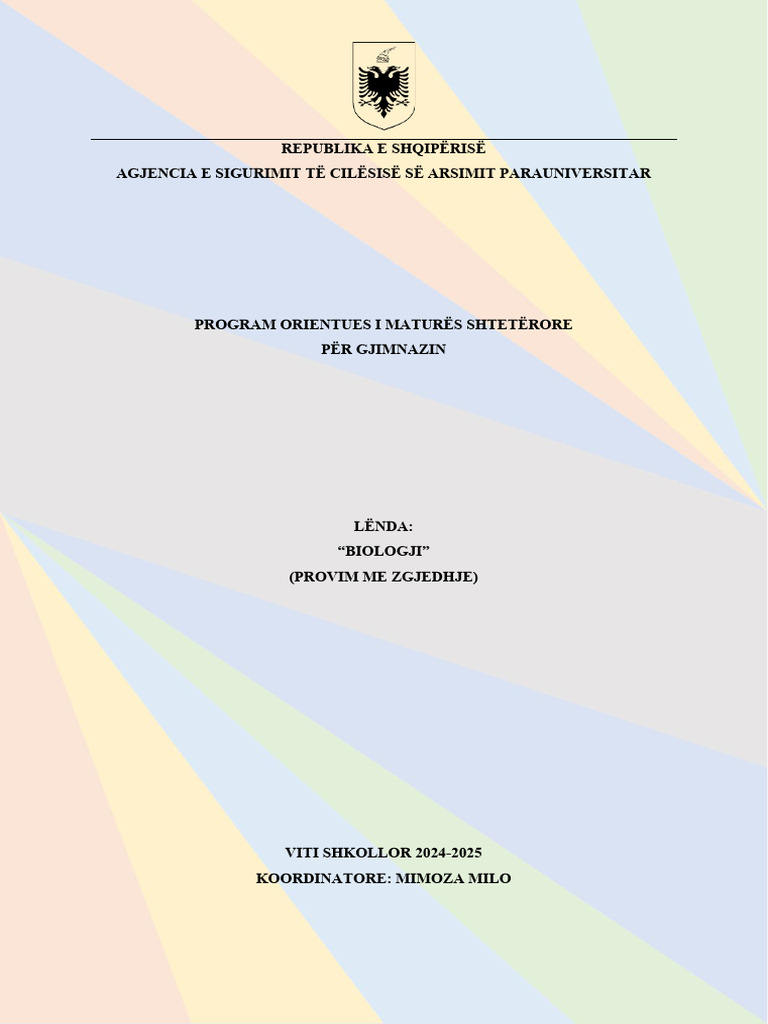 Biologji 2024-2025 | PDF