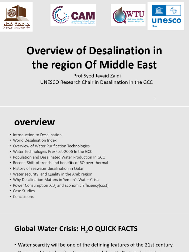 Overview of Desalination in The Region Middle East Final | PDF ...
