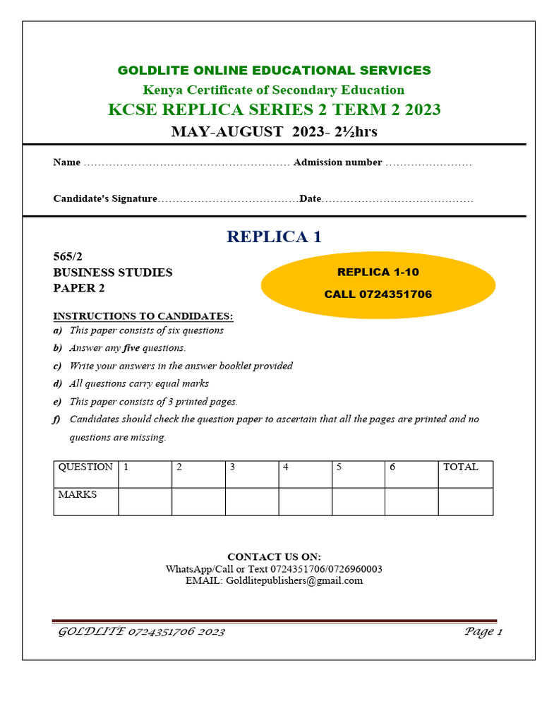 Kcse Bust Replica PP2 2023 | PDF | Cheque | Banks