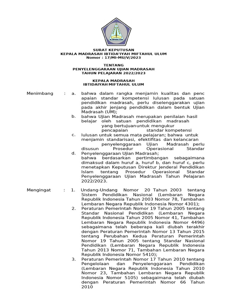 SK Kamad Penyelenggaraan Um 2023 | PDF | Bisnis