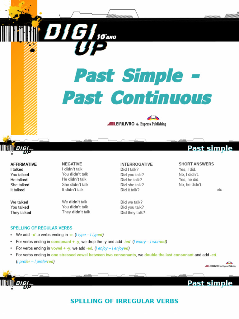 Past Simple and Continuous Verbs Guide | PDF | Stress (Linguistics ...