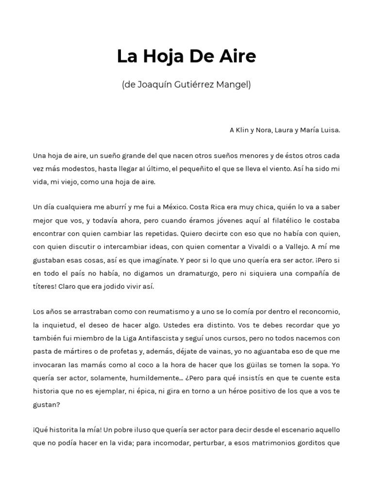 La Hoja de Aire. Joaquin Gutiérrez | PDF | Arte | Novela negra ...