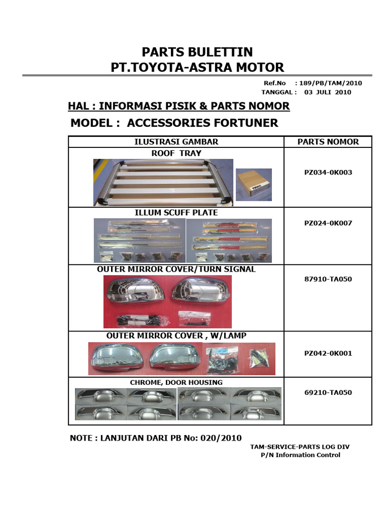 10.0612 Parts Bulletin Blank 189accf.10 | PDF | Technology & Engineering