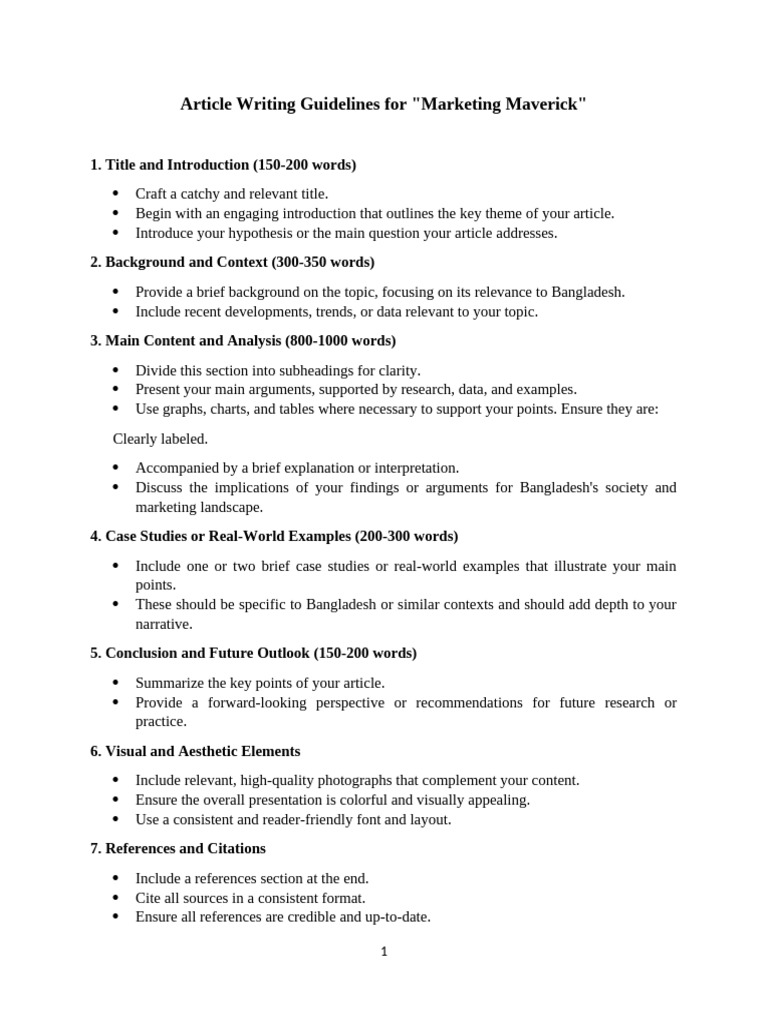 Article Writing Guidelines For Marketing Maverick | PDF | Human ...