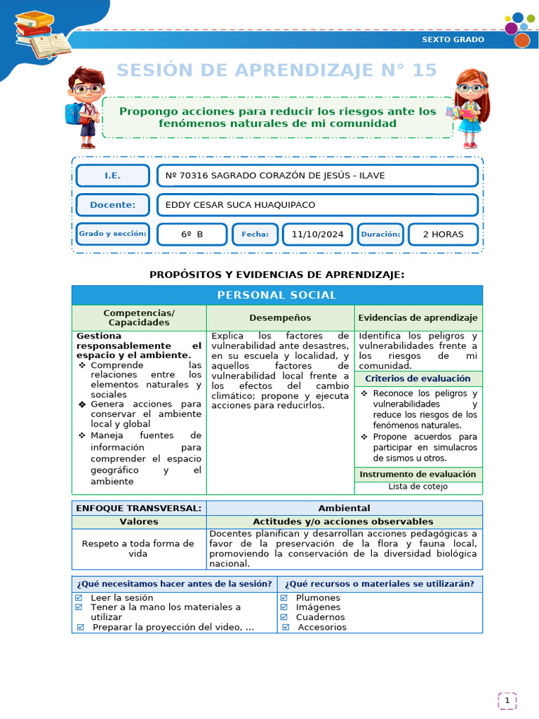 Sesiones de Aprendizaje - Semana 2 - UD VIII - Editora Quipus Perú OCTUBRE | PDF | Evaluación ...