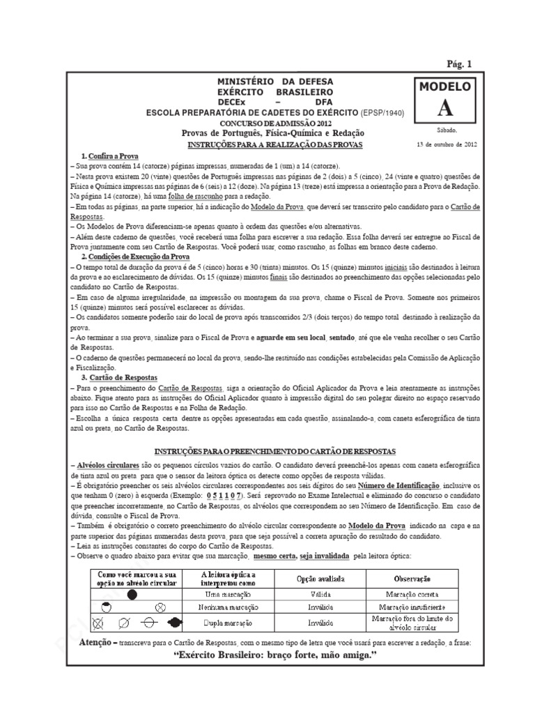 Prova Mod A Port Fis Qui Red 2012 | PDF | Equilíbrio químico | Pronome