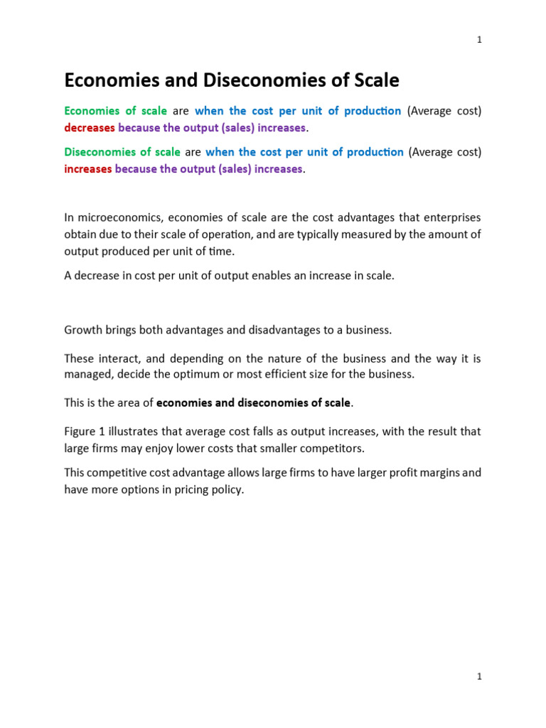 Economies and Diseconomies of Scale PDF | PDF | Economies Of Scale ...