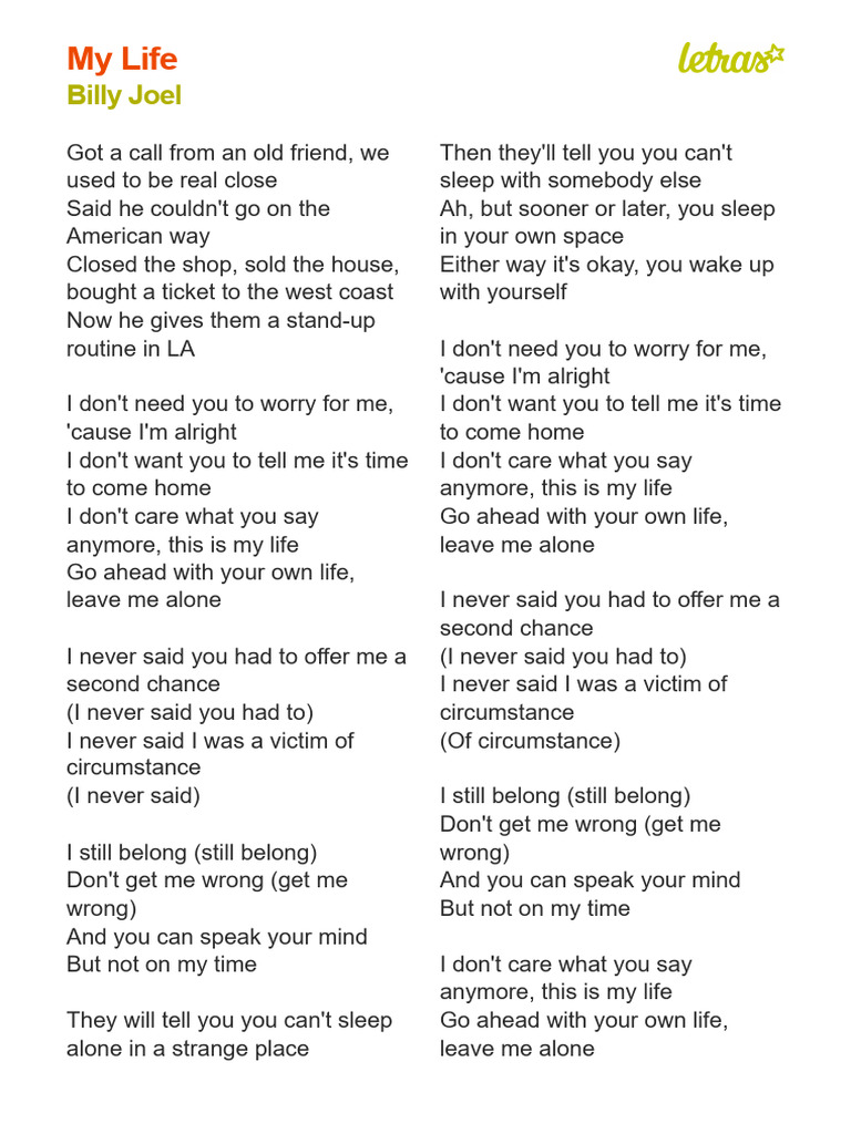 MY LIFE - Billy Joel | PDF