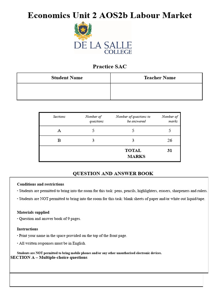 Labour Market Pract SAC 11 Eco | PDF | Unemployment | Labour Economics