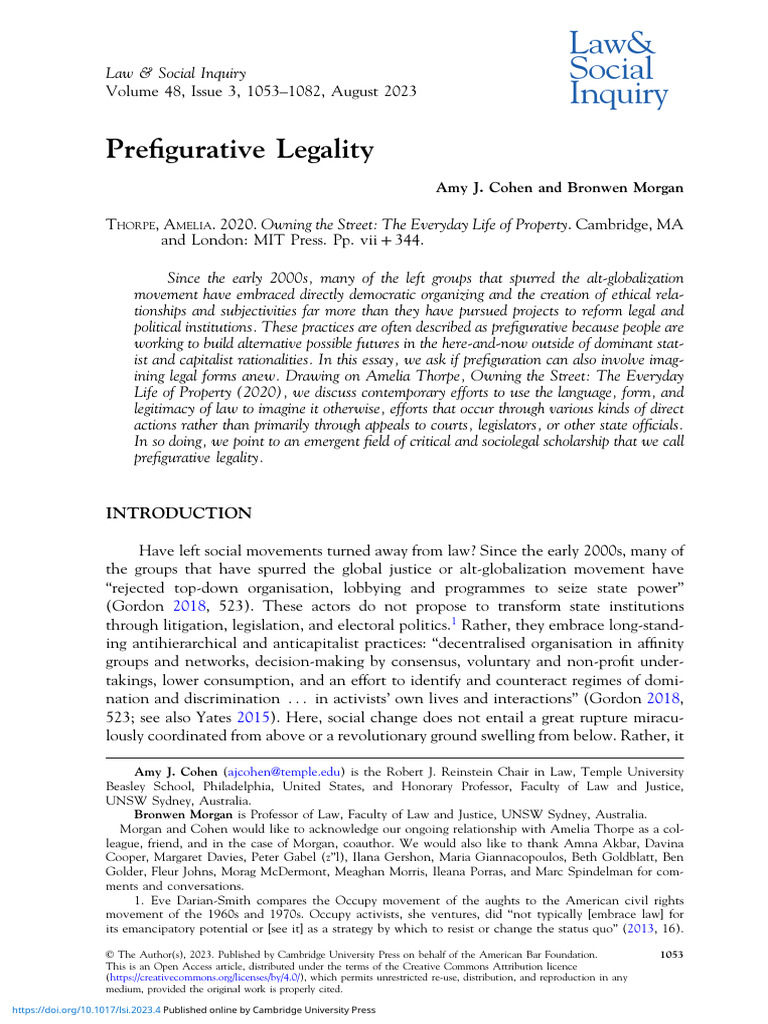 Prefigurative Legality | PDF | Property | Social Movements