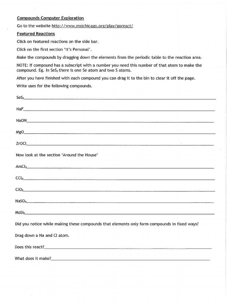 Compound Worksheet Exploration | PDF